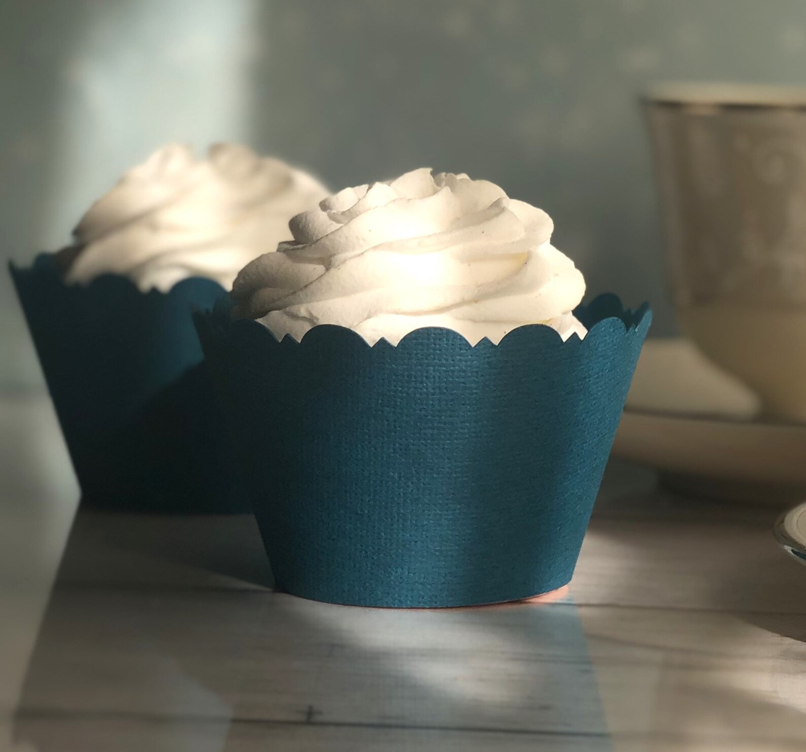 TEAL TURQUOISE Cupcake Wrappers Scalloped Edge Fall Wedding Cupcake ...