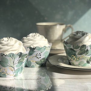 Eucalyptus Cupcake Wrappers - Sage Green With Gold Foil Accents ...