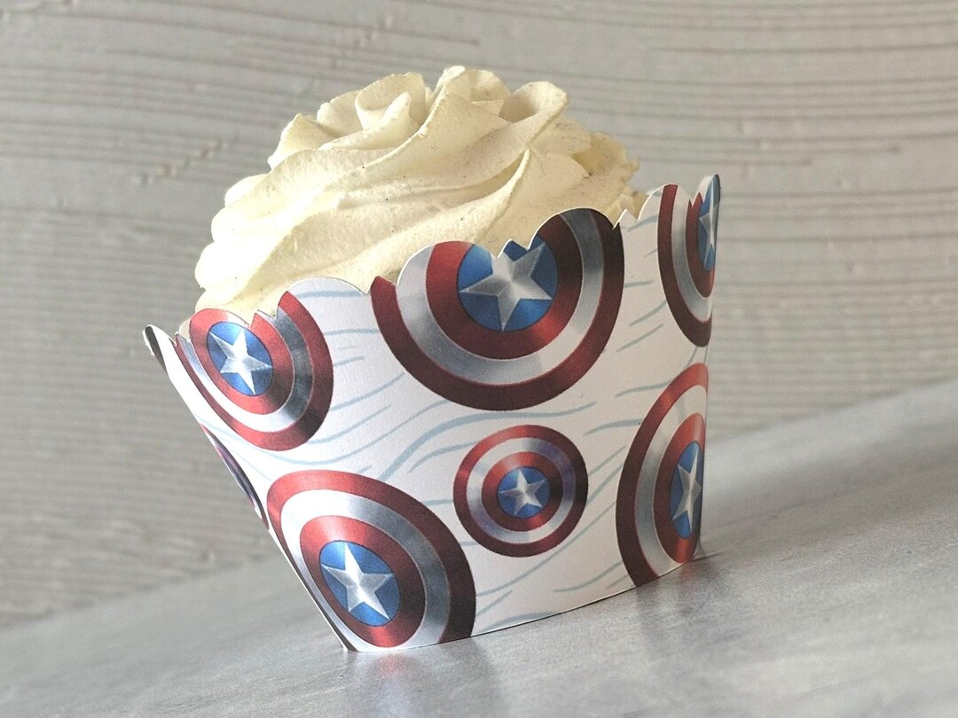 Captain America Inspired Cupcake Wrappers - Superhero Party Decor ...