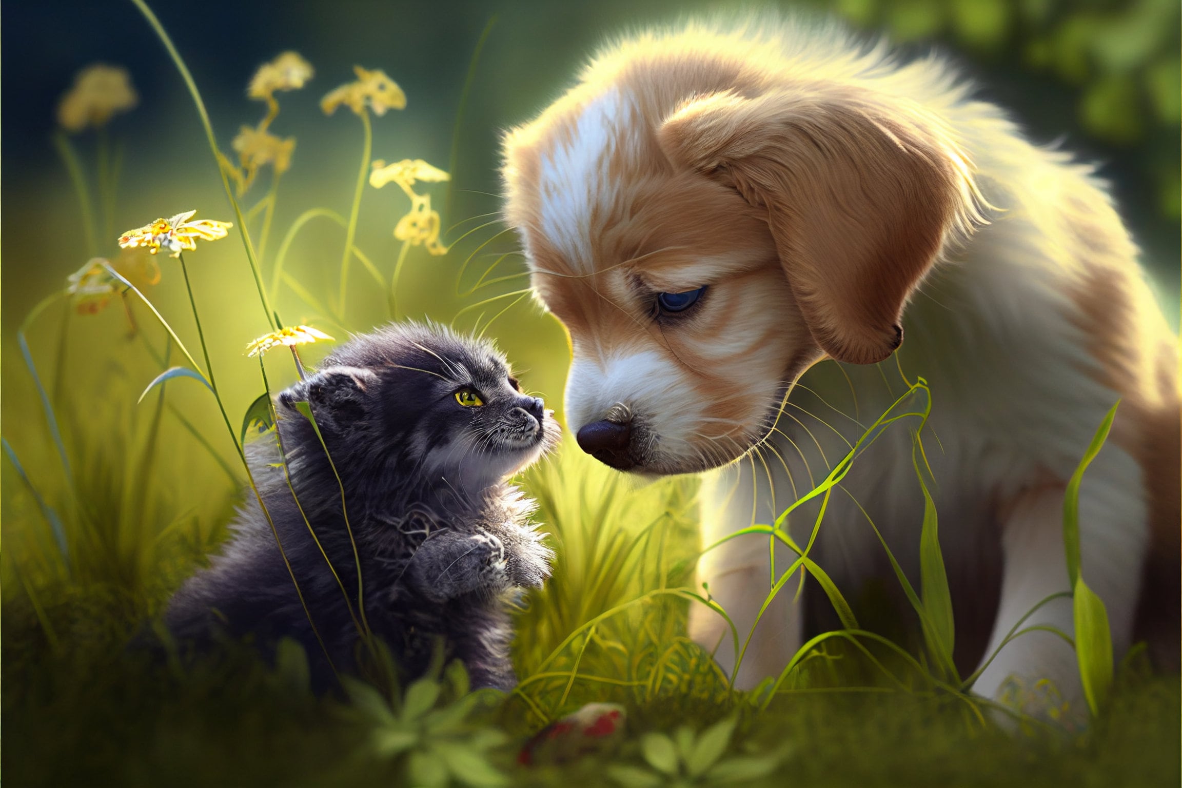 Cute Puppies And Kittens Wallpaper