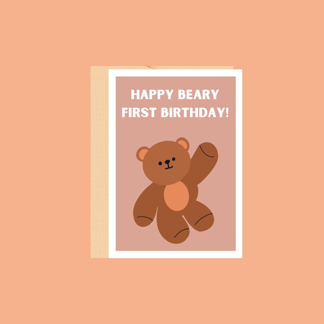 Happy Beary First Birthday Card - Etsy