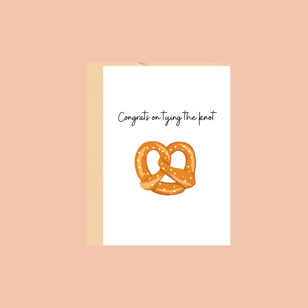 Congrats on Tying the Knot Pretzel Card, Wedding Card Pun for Punny ...
