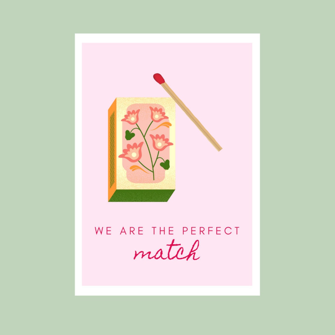 We Are the Perfect Match Pun Valentine’s Day Card - I Love You ...