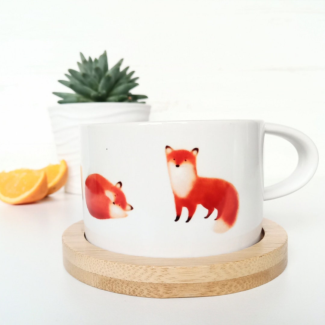 Ceramic Coffee Cup With Fox/mug With Fox Design/gift for - Etsy