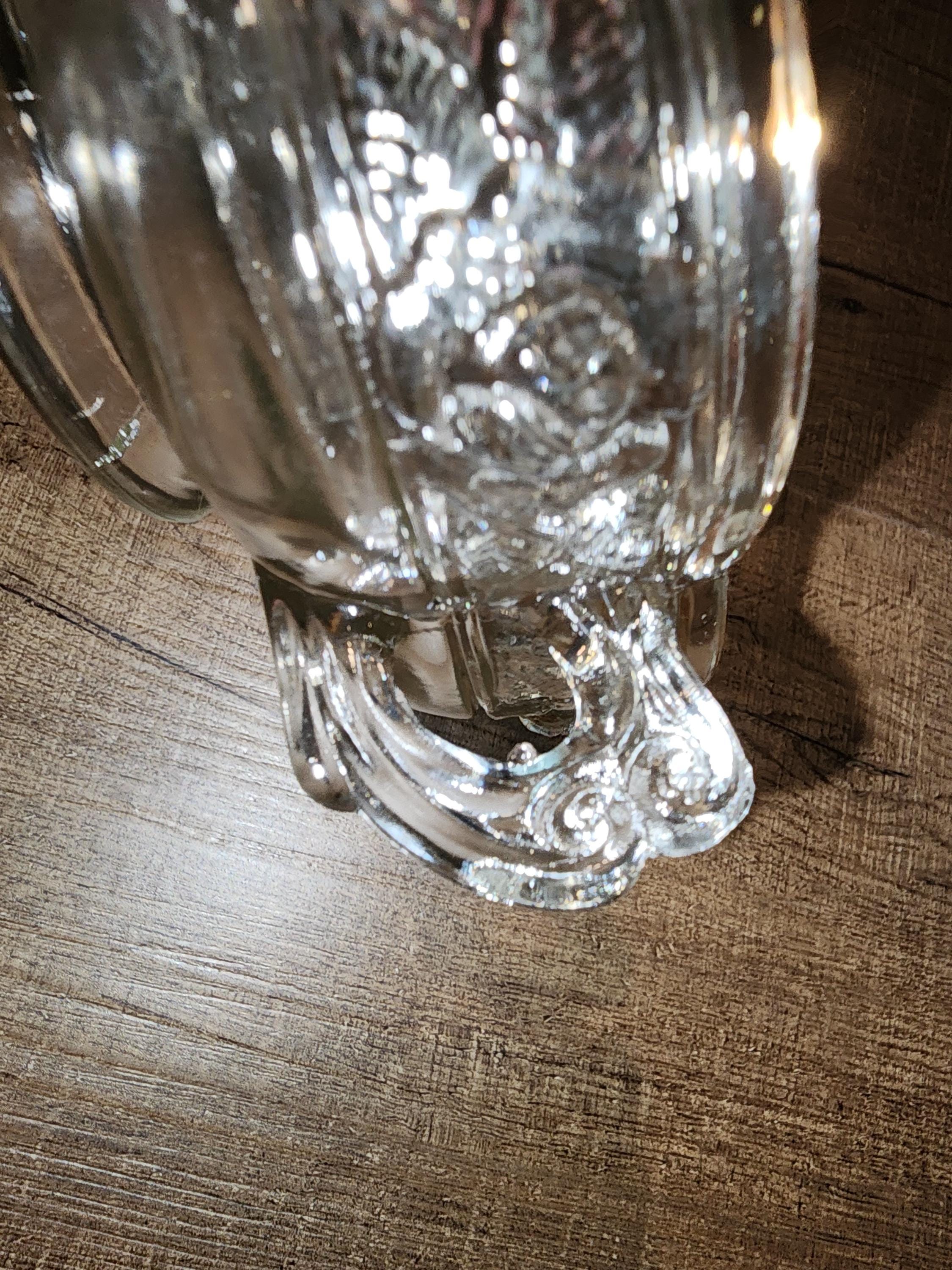 Jeanette Glass Aztec Rose Pattern Embossed Scalloped Two Handles Dish ...