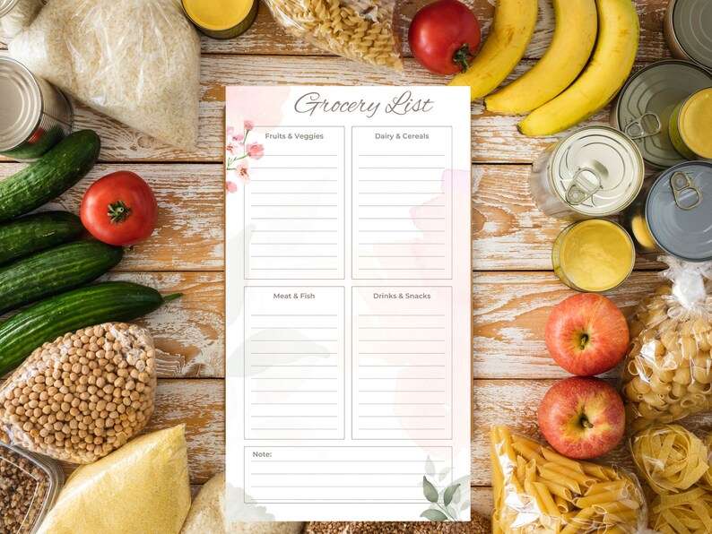 Modern Grocery List Printable Template, Grocery Planner, Food Shopping ...