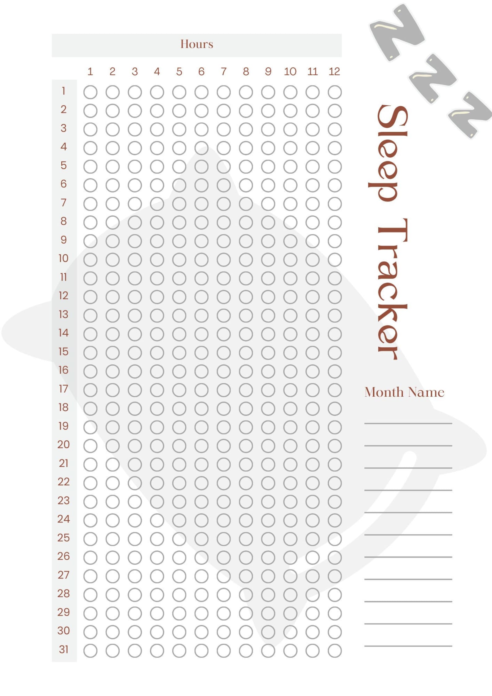Sleep Tracker Printable, Monthly Sleep Log, Sleep Quality Journal ...