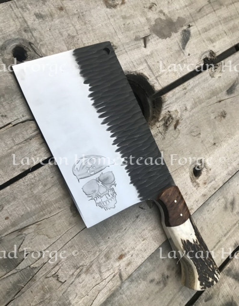 Handmade Forged Bone Chopper, Hammer Kitchen Butcher Knife, D2 Steel ...