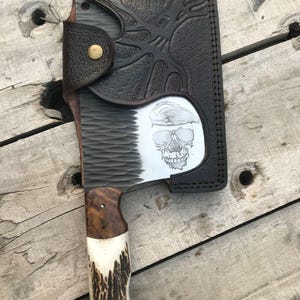 Handmade Forged Bone Chopper, Hammer Kitchen Butcher Knife, D2 Steel ...