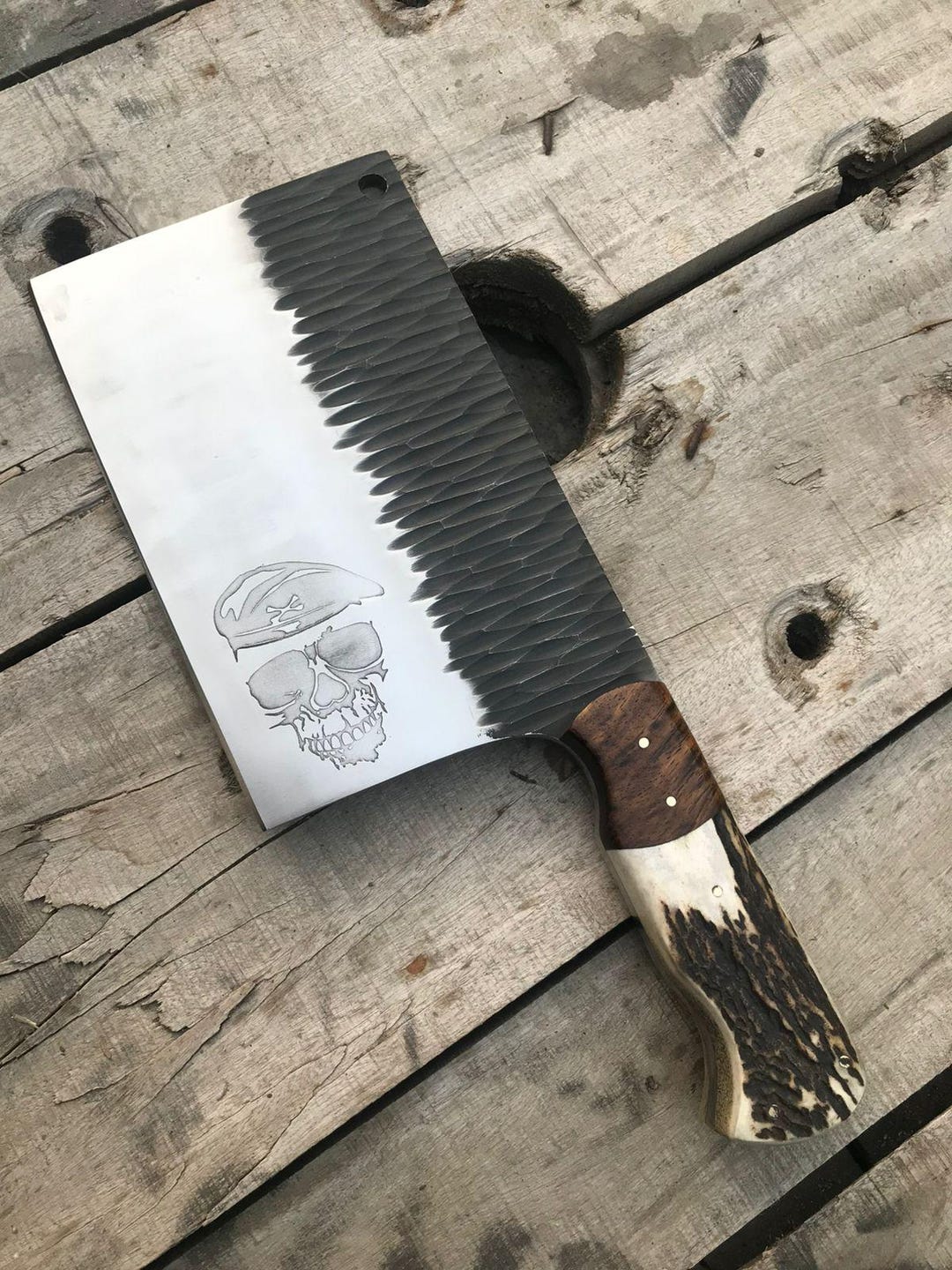 Handmade Forged Bone Chopper, Hammer Kitchen Butcher Knife, D2 Steel ...