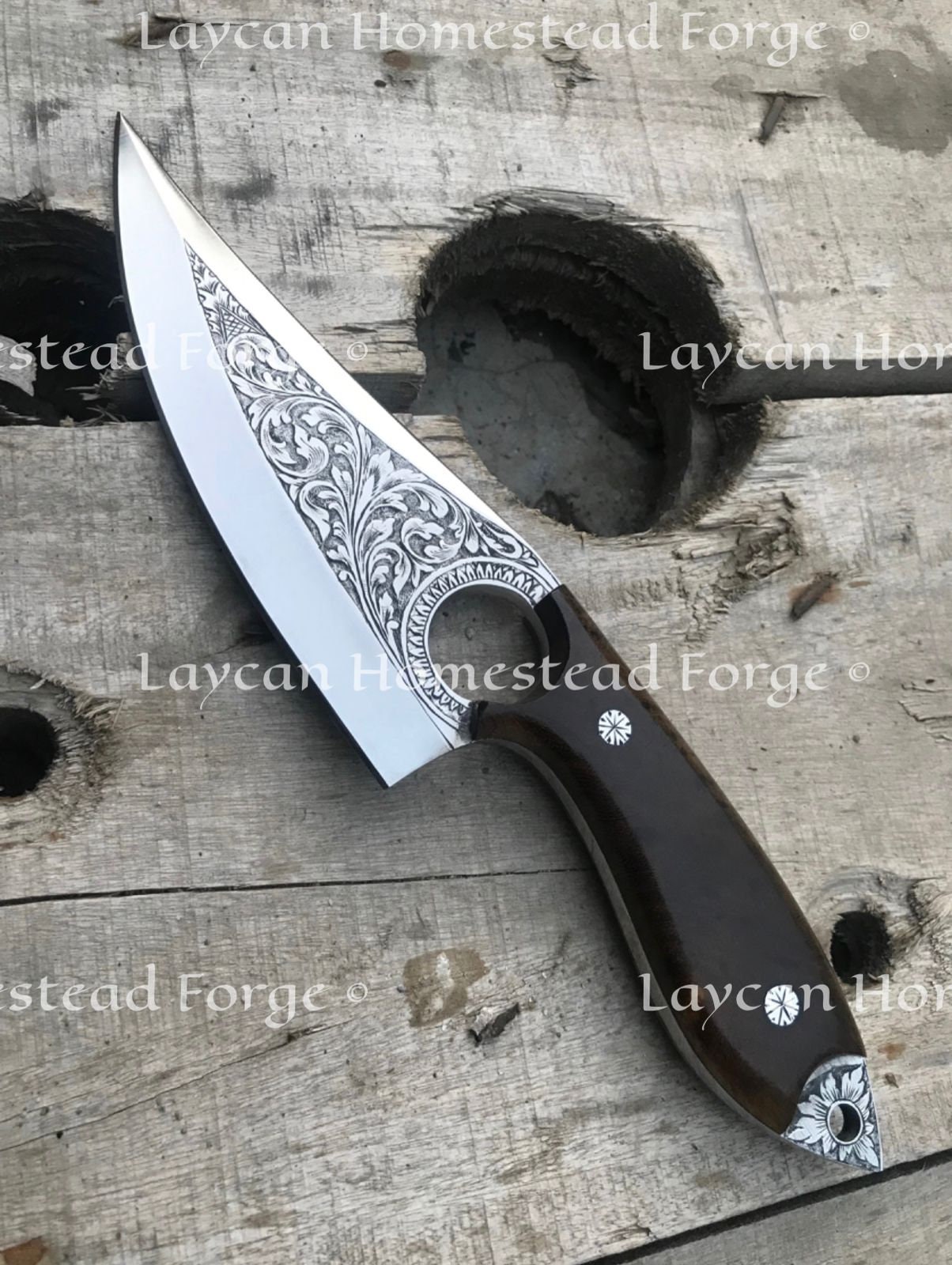 10 Inches Handmade Finger Hole Knife, Western Cowboy Knife, Skinner ...