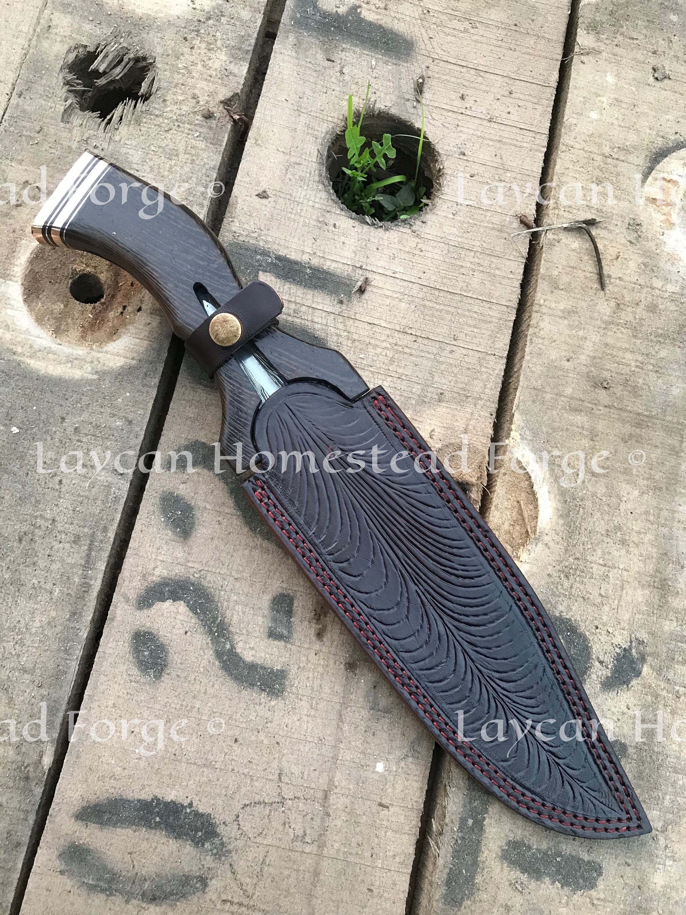 Handmade Damascus Steel Feather Knife With Leather Sheath - Etsy