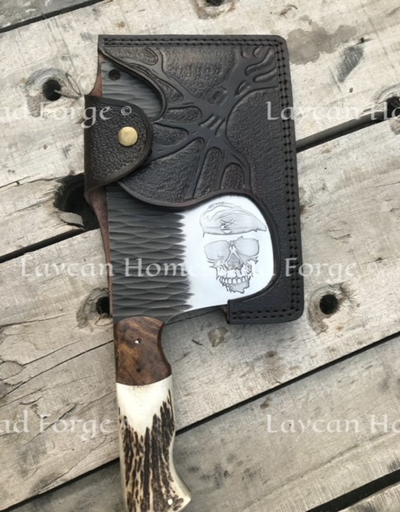 Handmade Forged Bone Chopper, Hammer Kitchen Butcher Knife, D2 Steel ...
