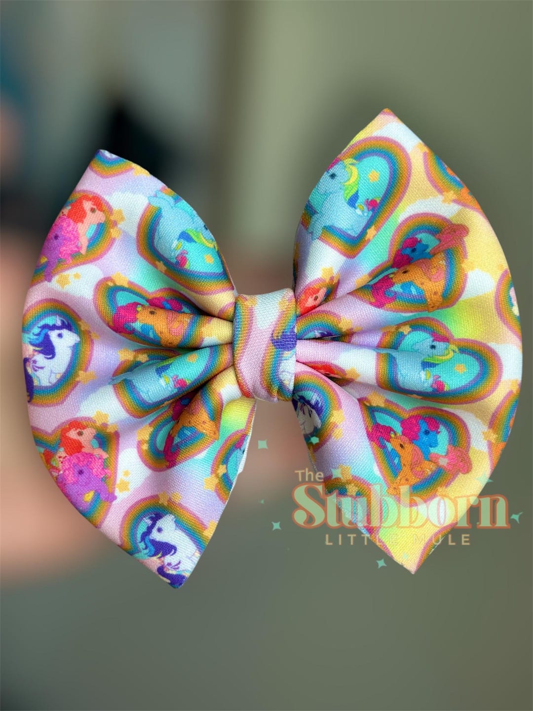 MLP Nostalgic Pony Rainbow Cartoon Scuba Neoprene Bow | Long Tail Hair ...