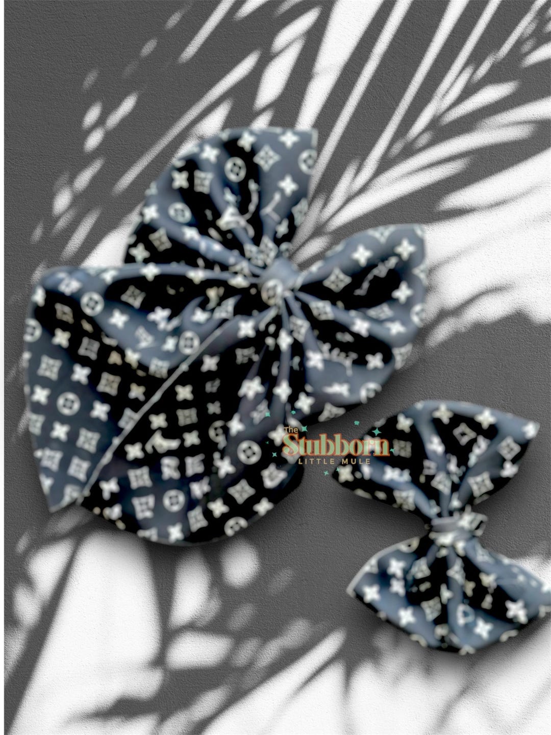 Very Demure Boujee Black White Logo Scuba Neoprene Childrens Bow Hair ...