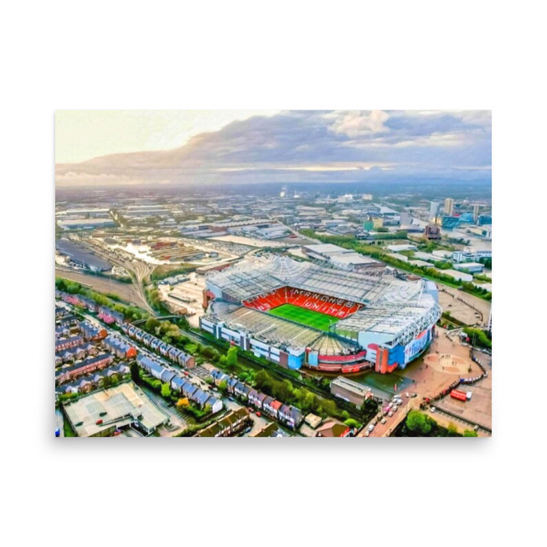 Old Trafford Print Manchester United Poster, Old Trafford Wall Art ...