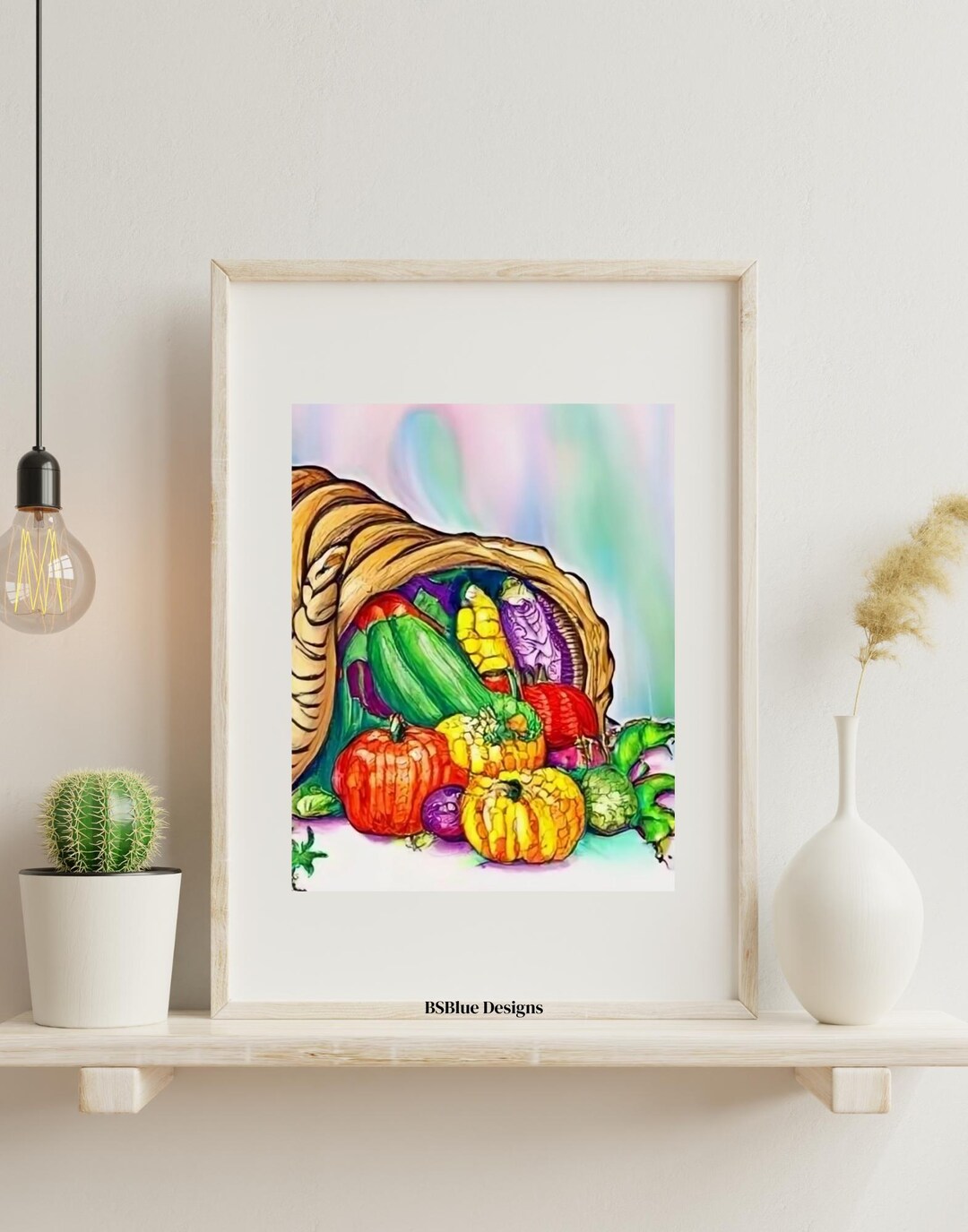AI Generated Cornucopia Watercolor Print Festive Harvest Art - Etsy