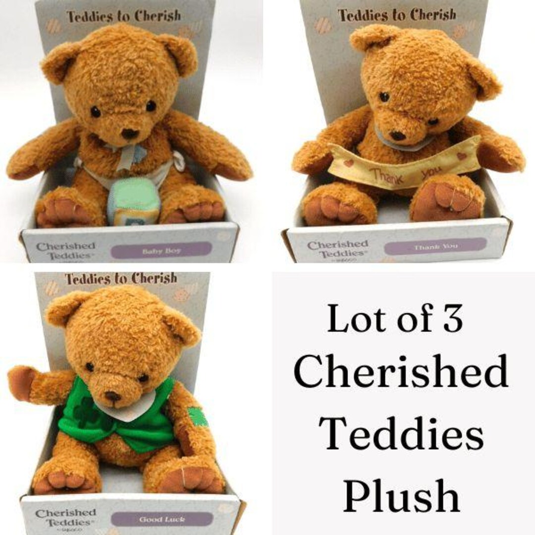 3 Enesco Cherished Teddies Baby Boy Thank You Good Luck Plush Teddy ...