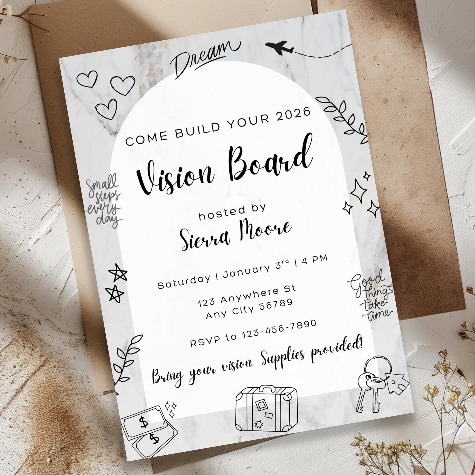 Vision Board Party Invitation, Editable Canva Template Invite ...