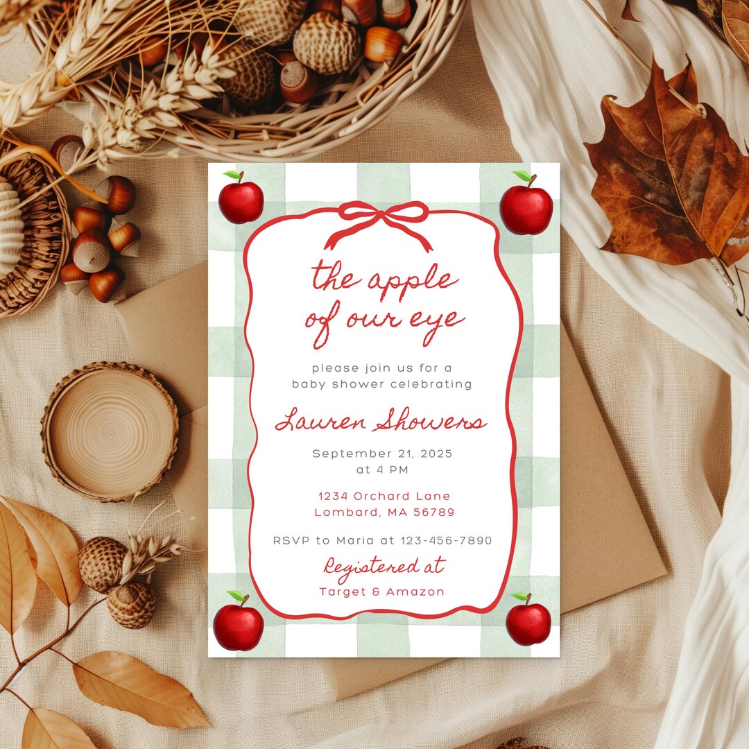 Apple Baby Shower Invitation, Fall Orchard Theme (digital Download) - Etsy