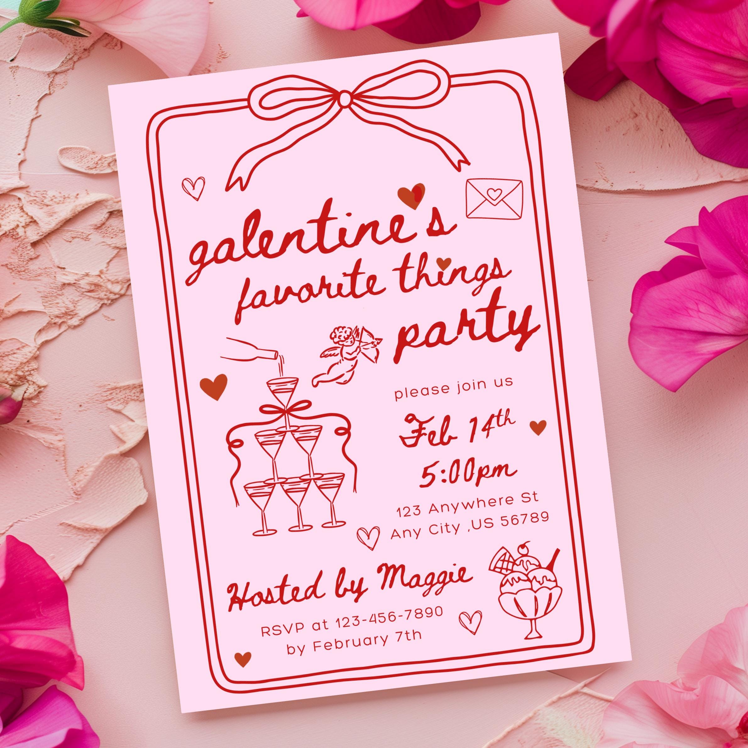 Favorite Things Galentine's Party Invitation Template, Valentine Gift ...