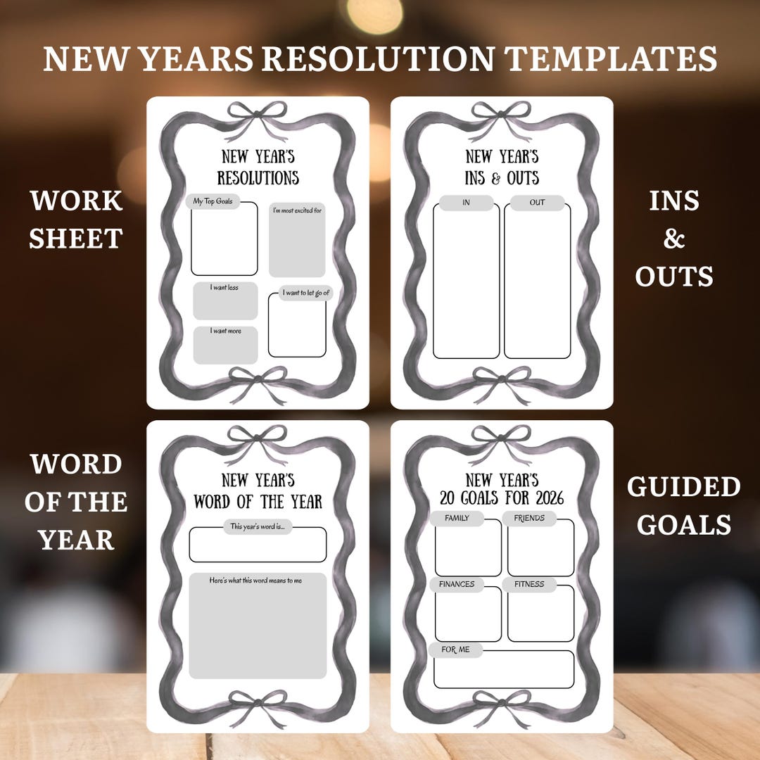 New Years Resolution Template Bundle, Instant Digital Download, NYE Ins ...