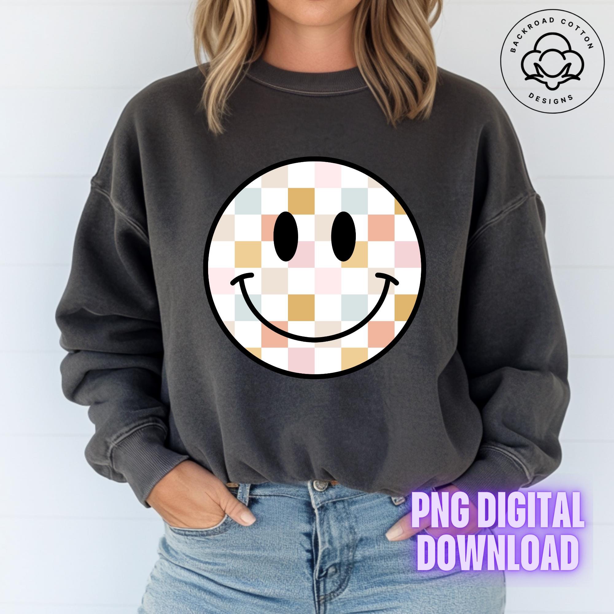 Checkered Smile Face PNG | Pastel Smile Face PNG | Retro Smile Face PNG ...