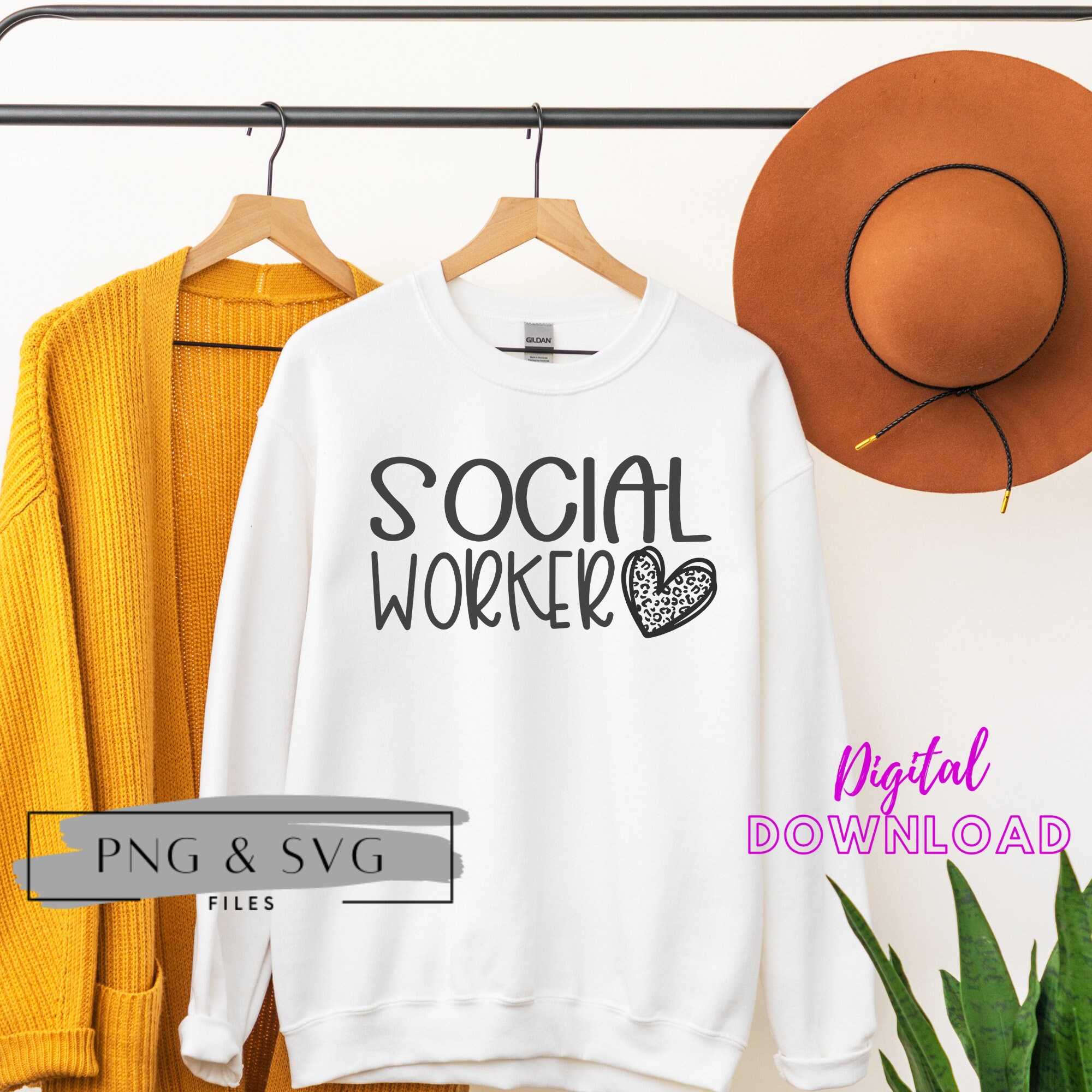 Boho Social Worker SVG and PNG - Etsy