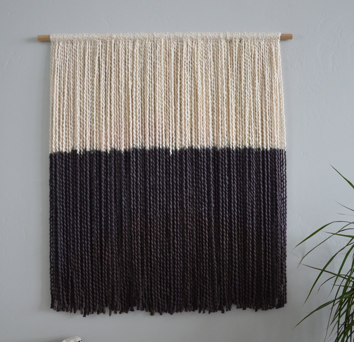 Boho Dark Gray to Black Macramé Dip Dyed Wall Hanging - Etsy