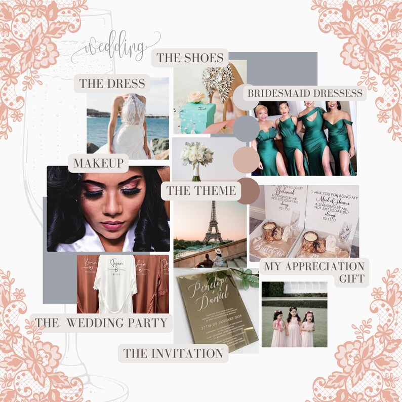 Editable Wedding Vision Board Template | Printable Canva Template ...