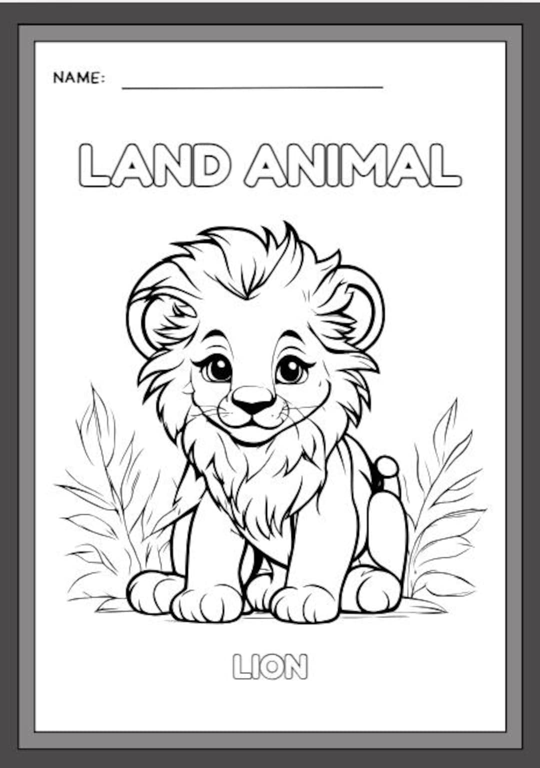 8 Land Animal Colouring Pages for Toddler - Etsy