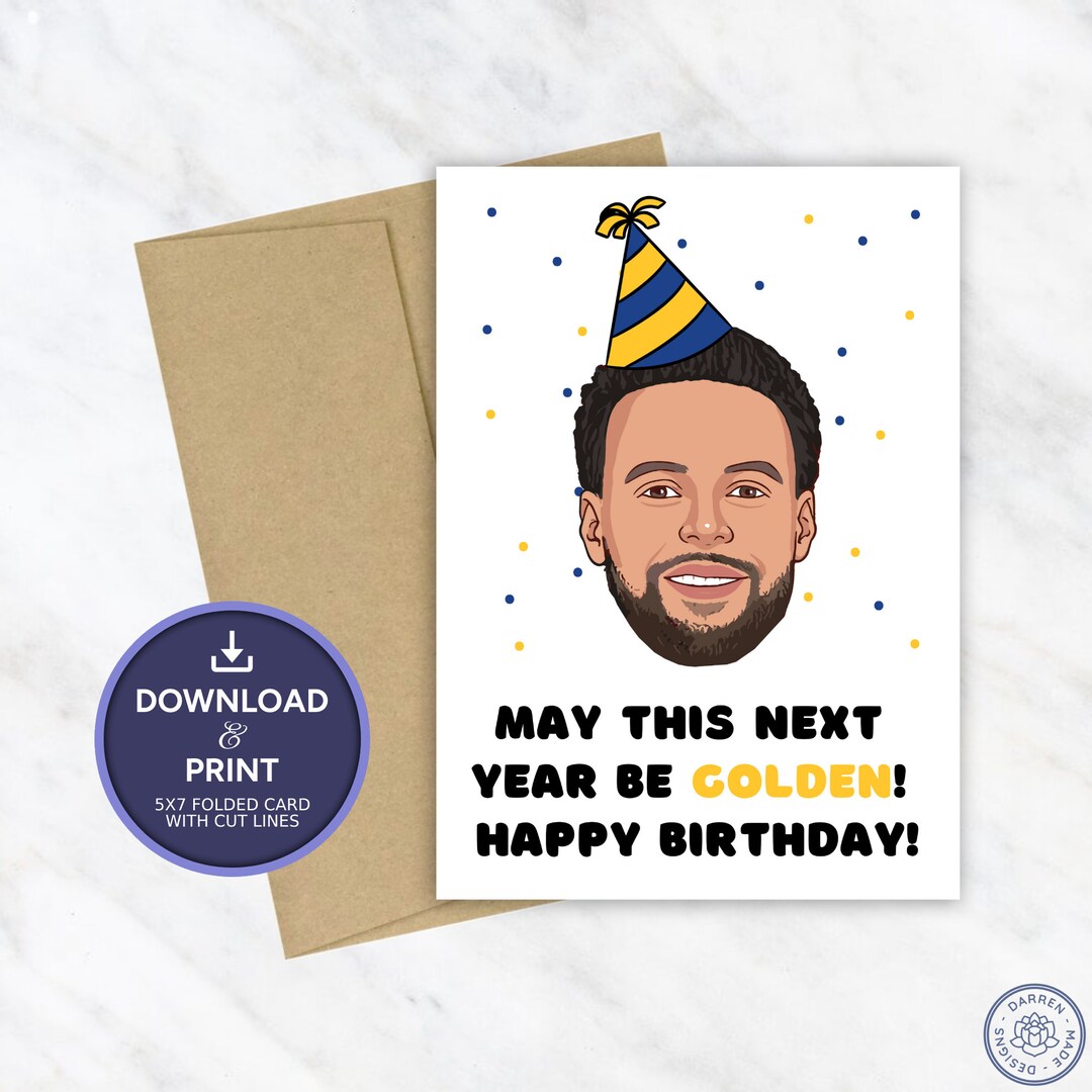 Stephen Curry Birthday Card | Printable Birthday Card | NBA Golden ...