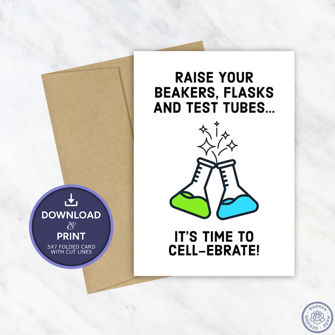 Science Birthday Card, Digital Printable Birthday Card, Instant ...
