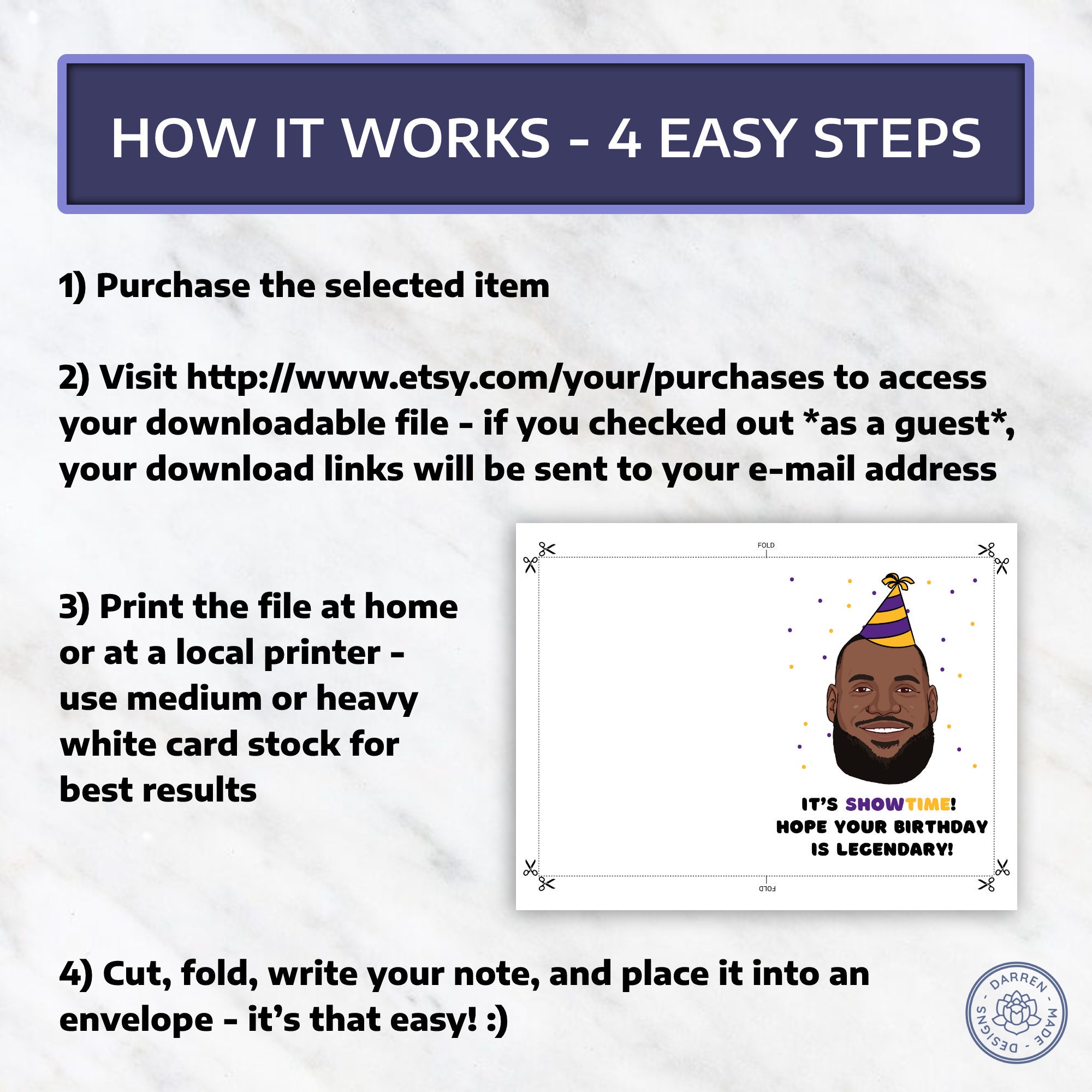 Lebron James Birthday Card | Printable Birthday Card | NBA Los Angeles ...