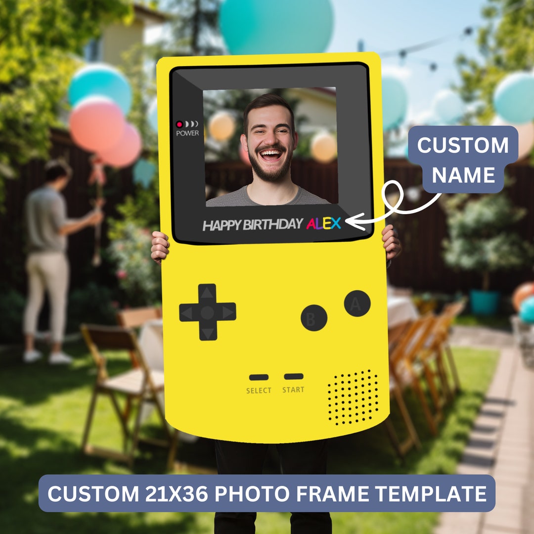 Gamer Birthday Photo Frame, Game Boy Photo Prop, Gameboy Birthday Photo ...