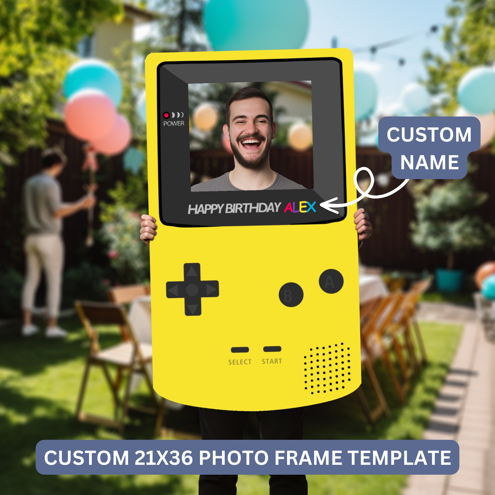 Gamer Birthday Photo Frame, Game Boy Photo Prop, Gameboy Birthday Photo ...