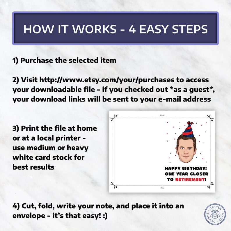 Tom Brady Birthday Card | Printable Birthday Card | New England ...