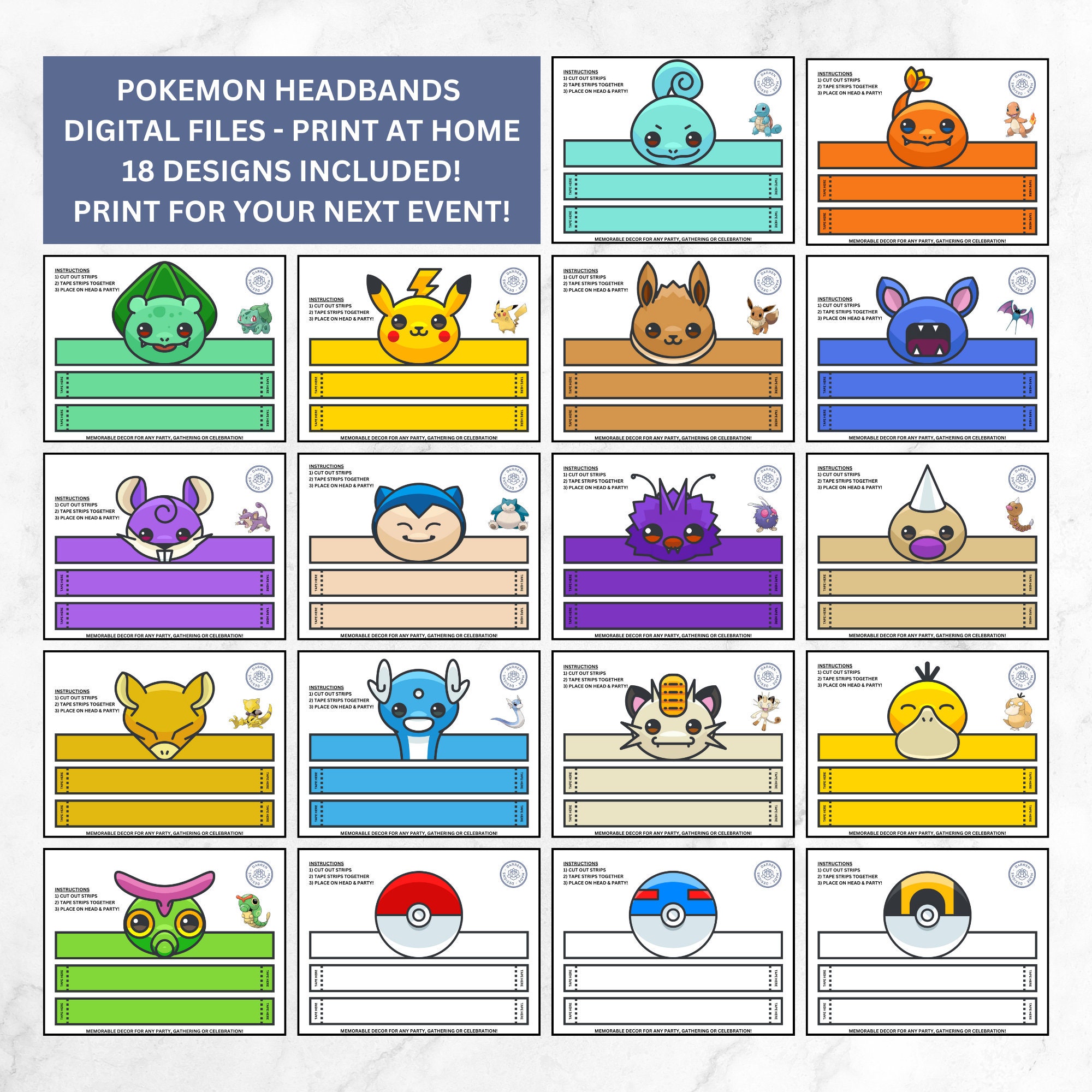 Pokemon Birthday Headbands, Pokemon Ear Head Piece, Pokemon Party Hat ...