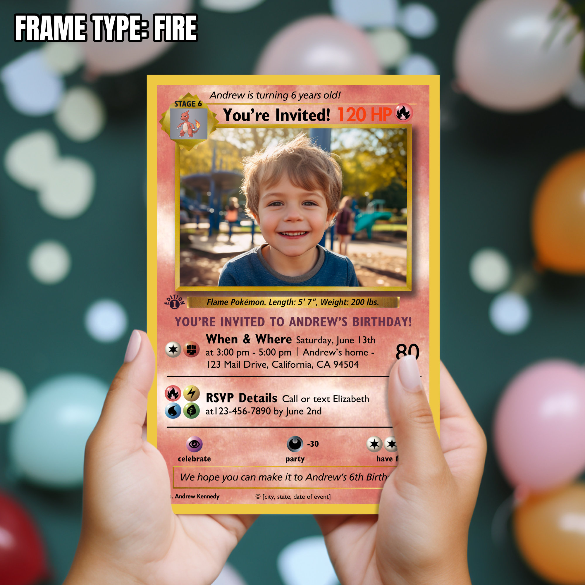 Pokemon Birthday Invitation 4x6, Pokemon Card Custom Invite, Pokemon ...