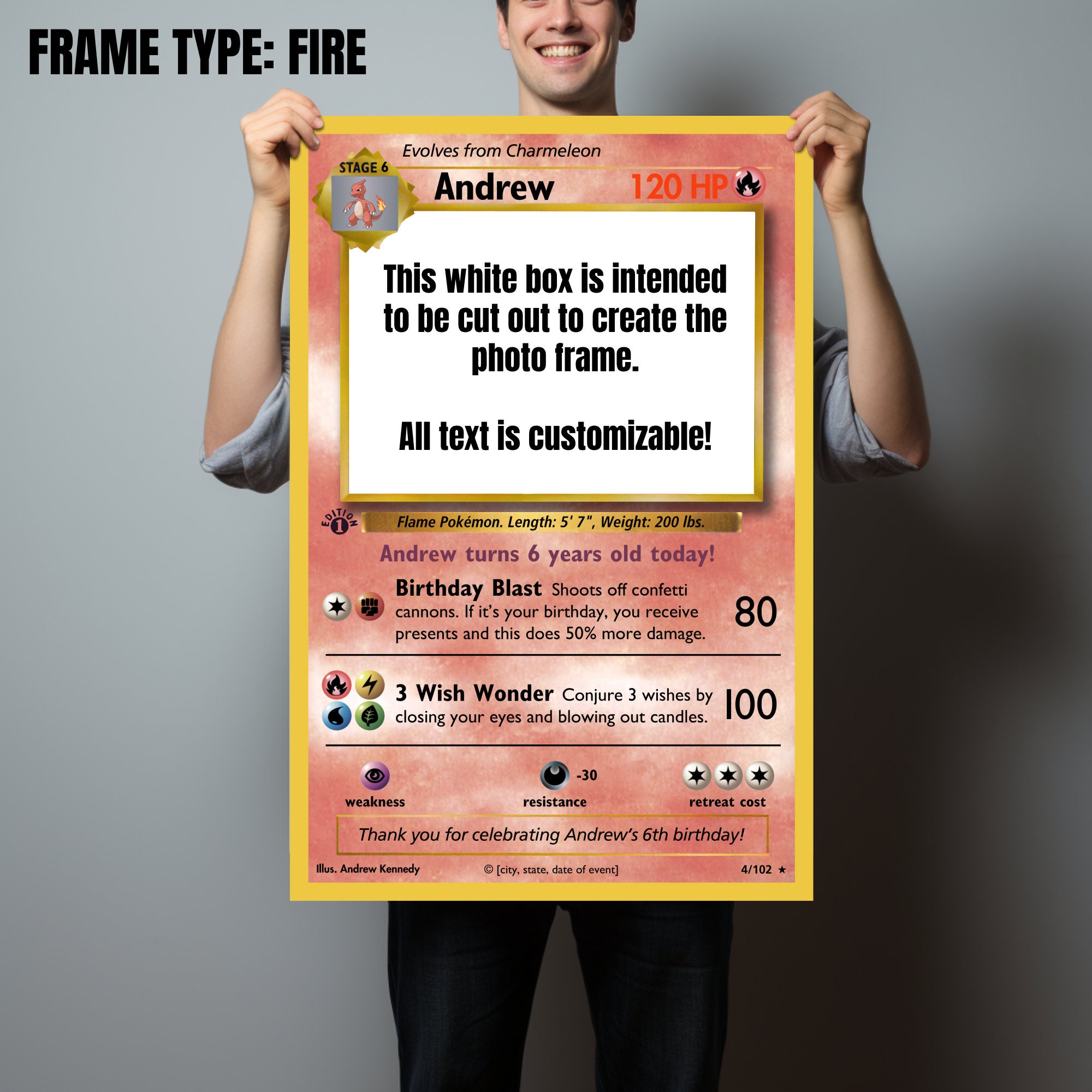 Pokemon Birthday Photo Frame Template 24x36 - Pokemon Party, Pokemon ...