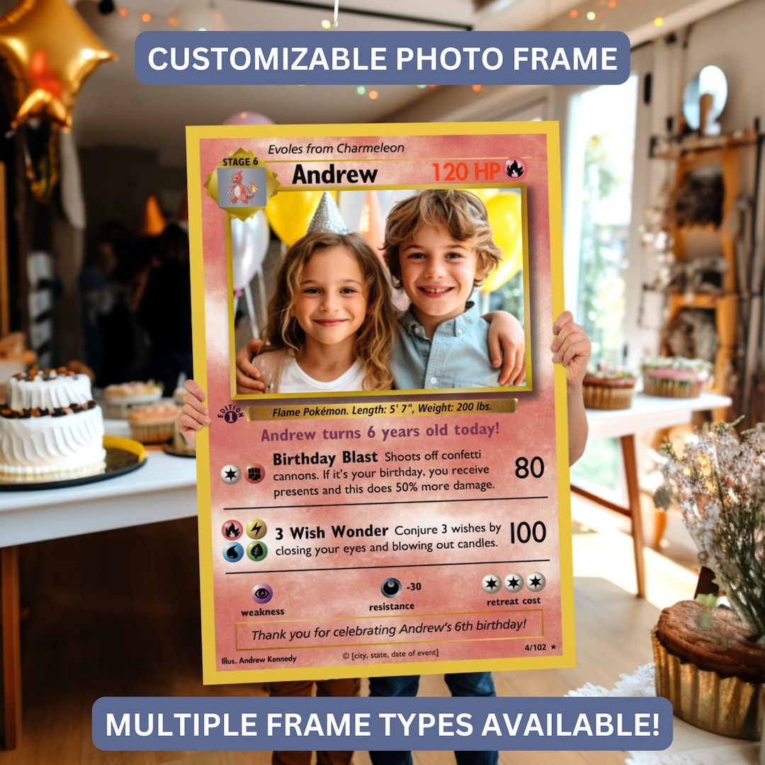 Pokemon Card Birthday Photo Frame, Pokemon Card Custom, Pokemon ...