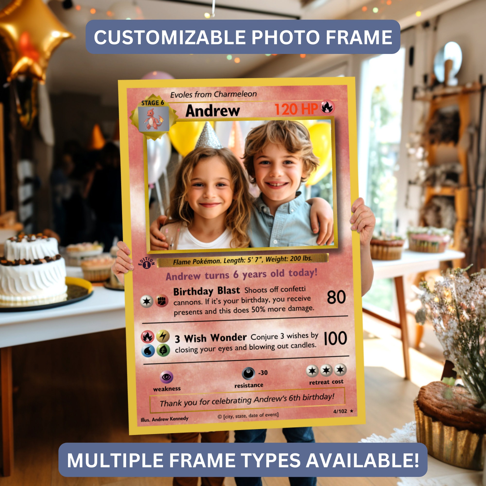 Pokemon Card Birthday Photo Frame, Pokemon Card Custom, Pokemon ...