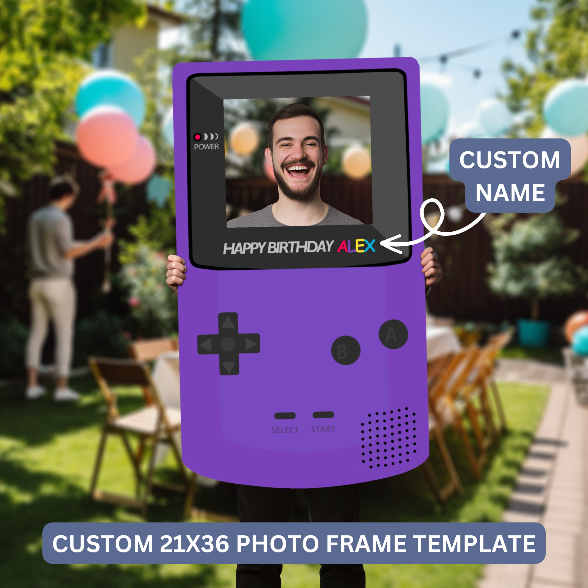 Gamer Birthday Photo Frame, Game Boy Photo Prop, Gameboy Birthday Photo Booth, Gamer Party Decor ...