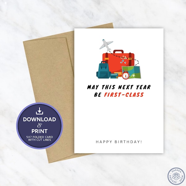 Printable Birthday Cards Travel - Etsy