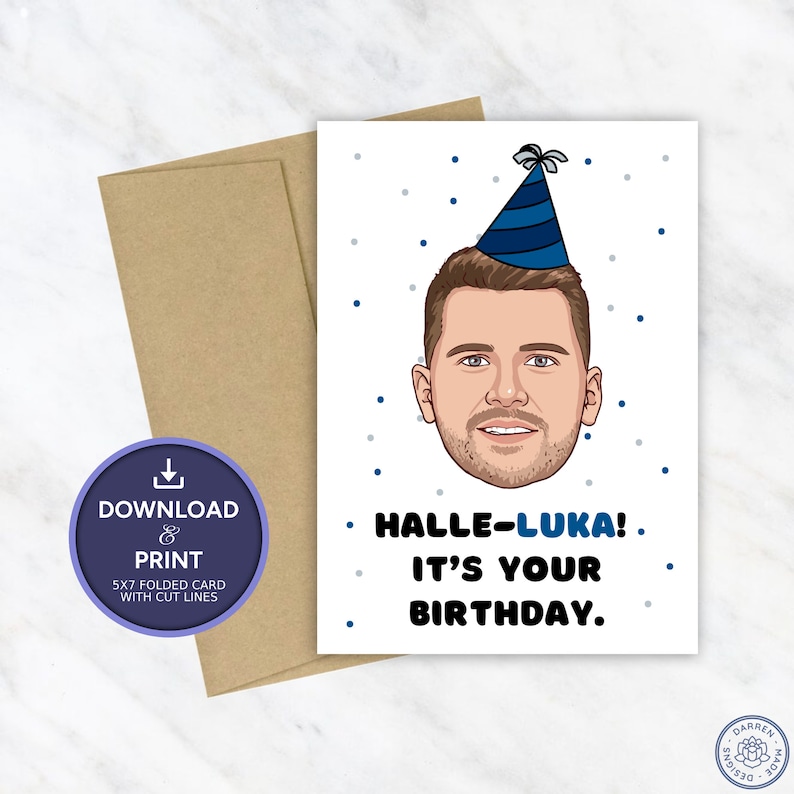 Luka Doncic Birthday Card | Printable Birthday Card | NBA Dallas ...