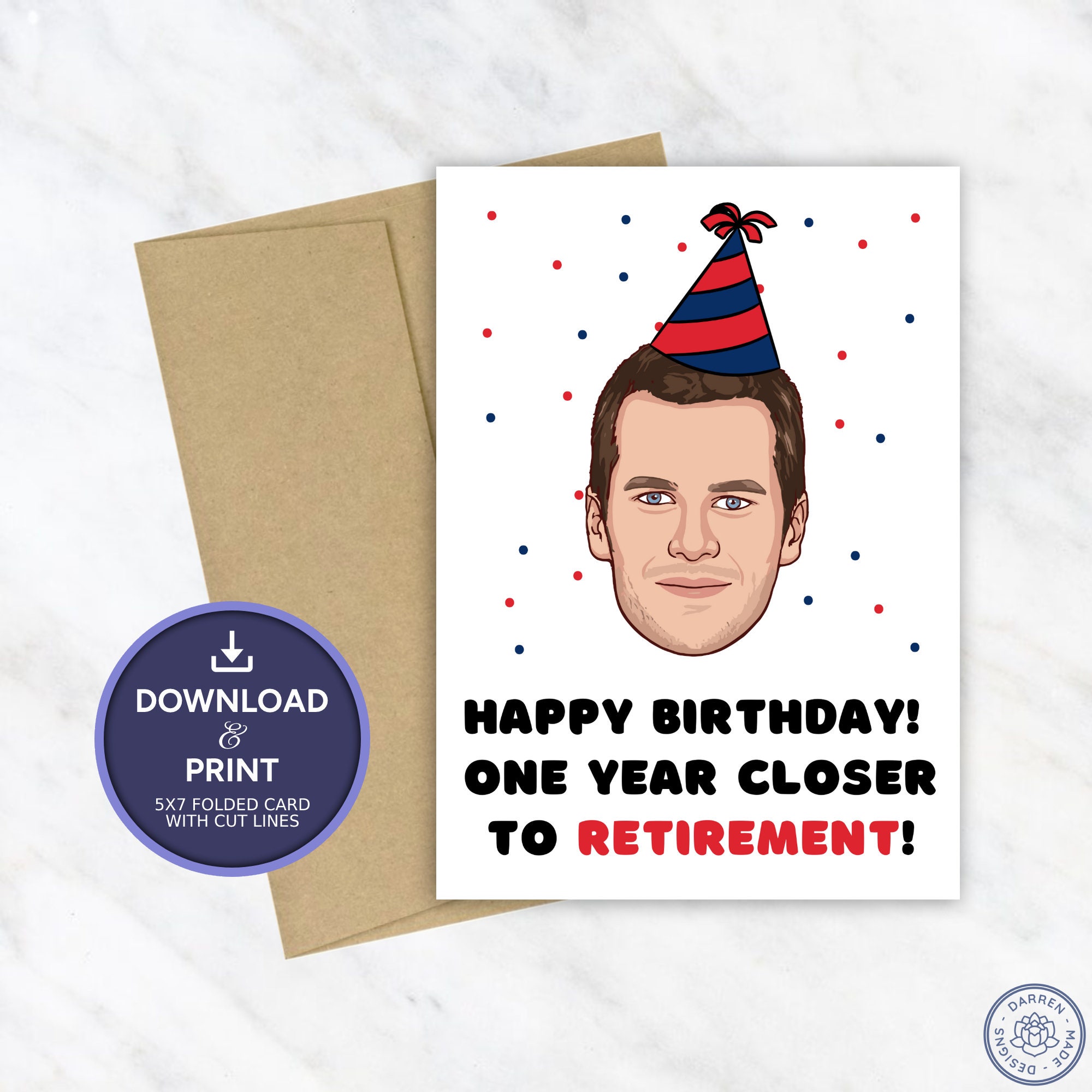 Tom Brady Birthday Card | Printable Birthday Card | New England ...