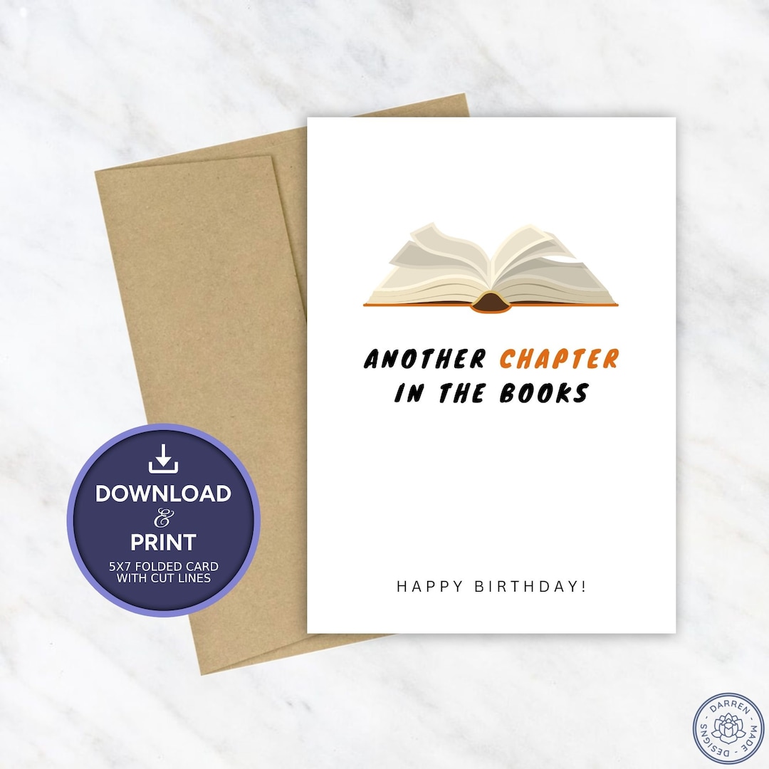 Printable Birthday Card Book Chapter Birthday Card Instant Digital ...