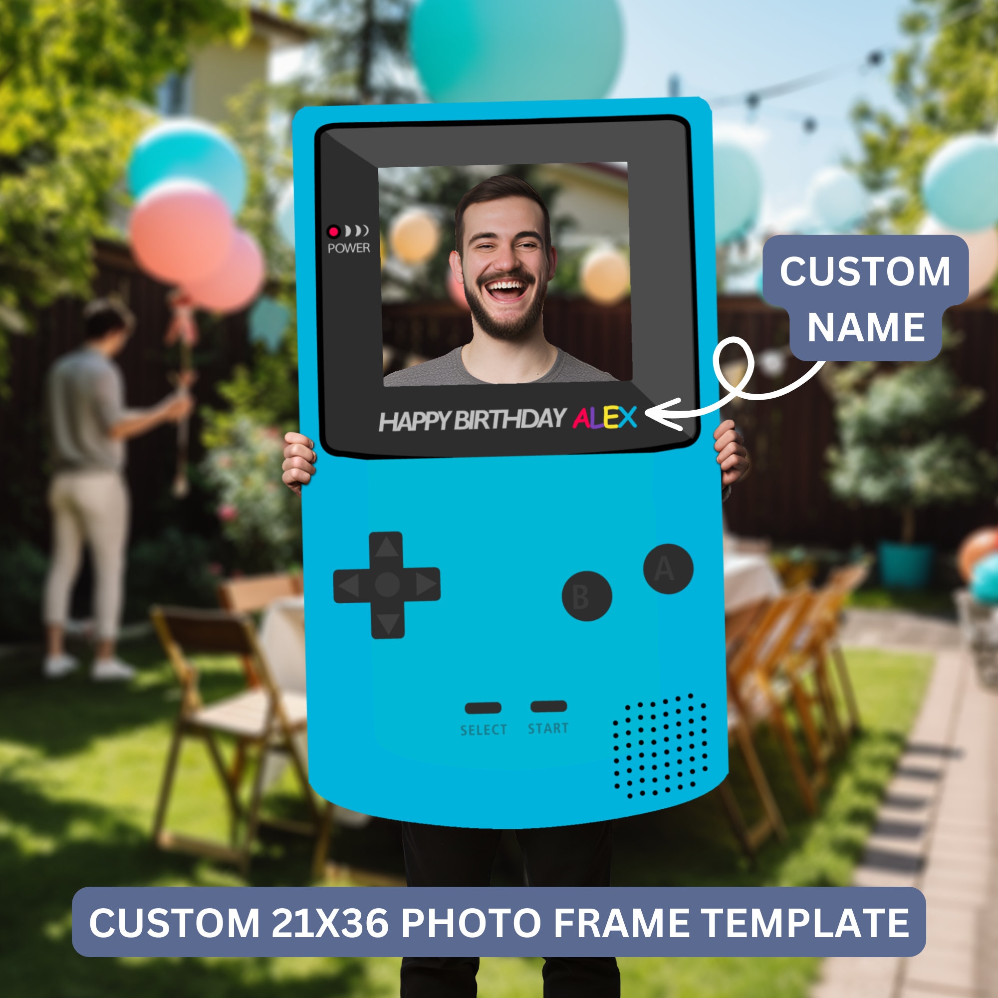 Gamer Birthday Photo Frame, Game Boy Photo Prop, Gameboy Birthday Photo ...