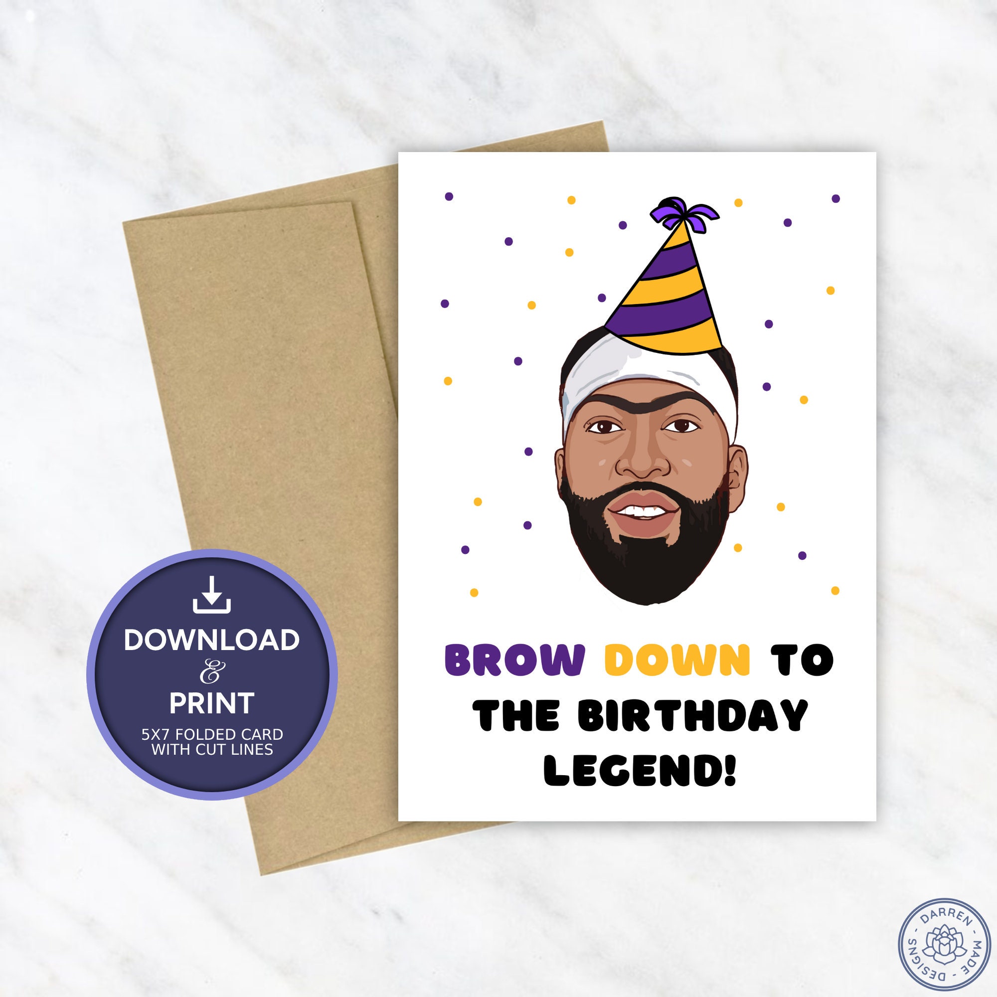 Anthony Davis Birthday Card | Printable Birthday Card | NBA Los Angeles ...