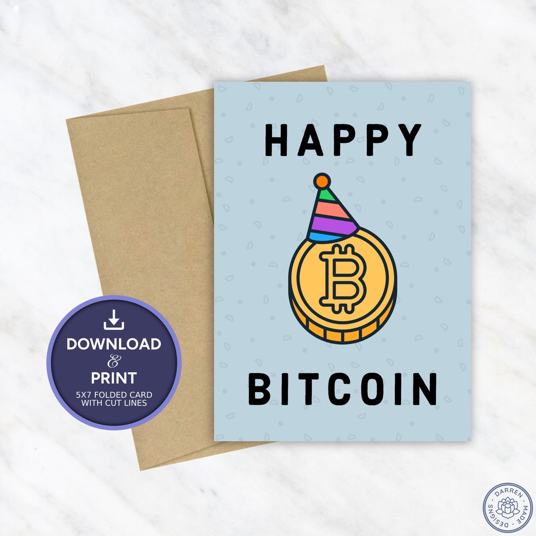 Bitcoin Birthday Card, Digital Printable Birthday Card, Instant ...